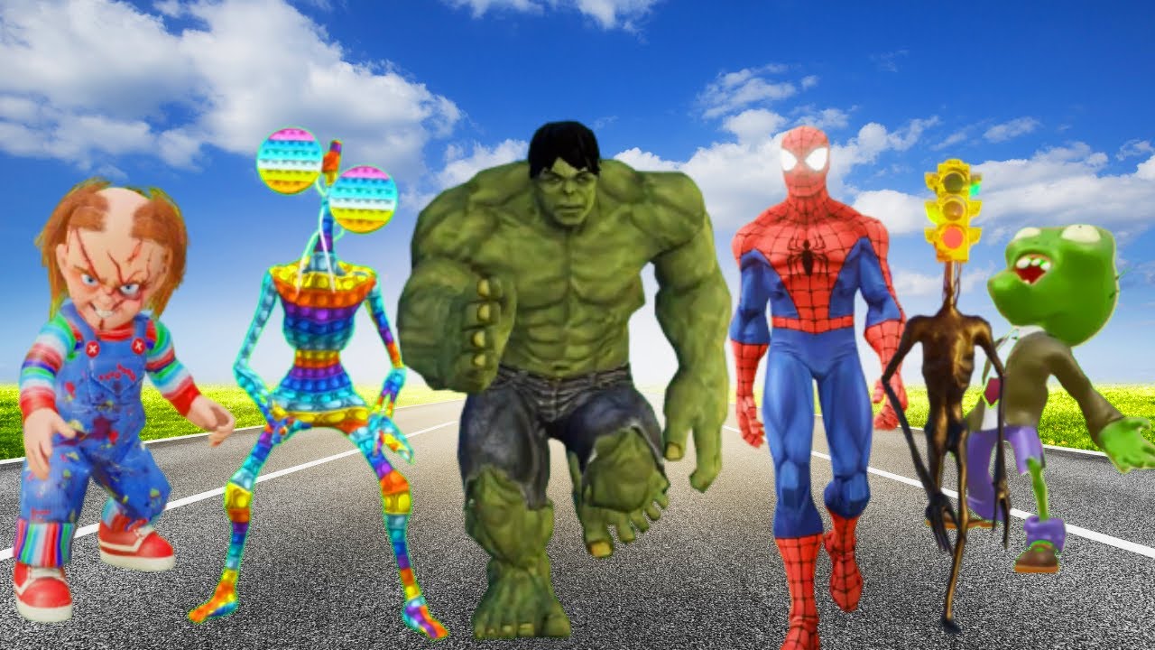 Monsters and Barbie Dolls Chusky Hulk VS Siren Head VS Long Leg VS Pac ...