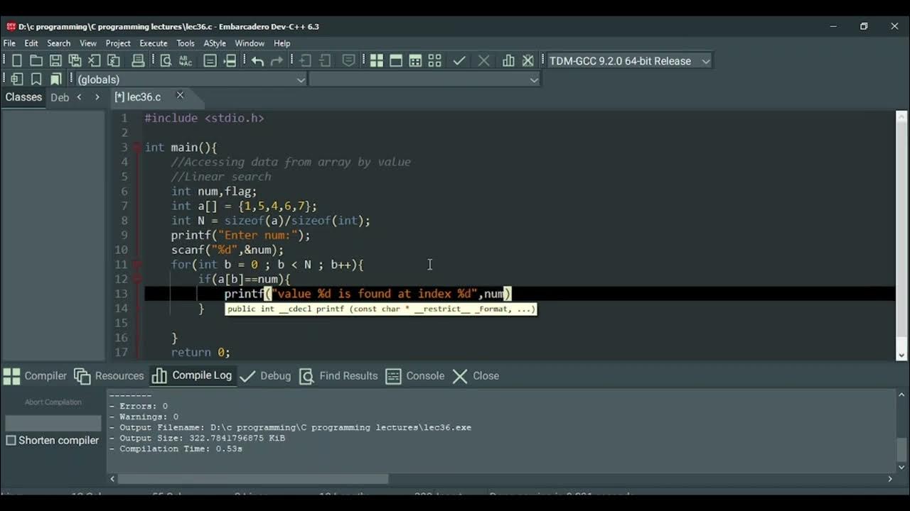 C language Course Urdu/Hindi Lecture 36(LINEAR-SEARCH) - YouTube