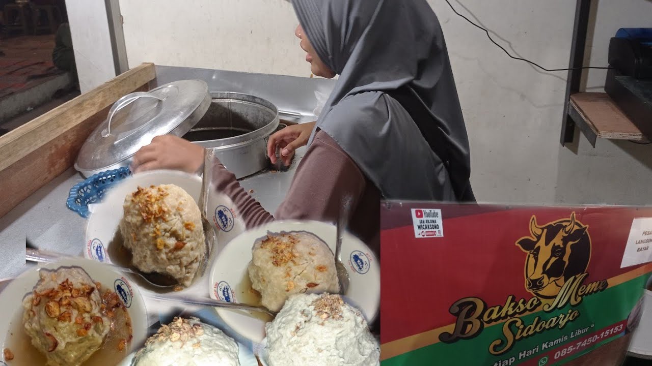 RAME KEBANGETAN,JUALAN BAKSO JUMBO YG ADONAN BAKSO DIRACIK & DIGILING ...