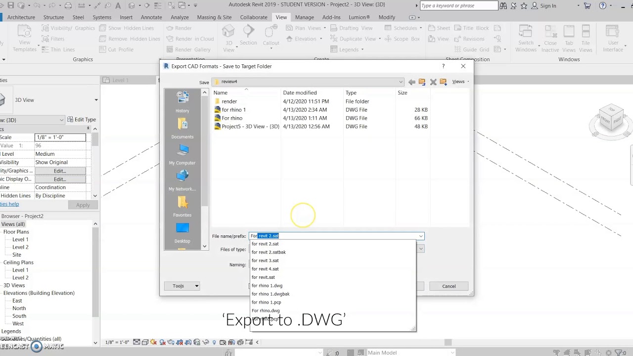 Revit to Rhino export: Revit 2019 to Rhino 6 - YouTube