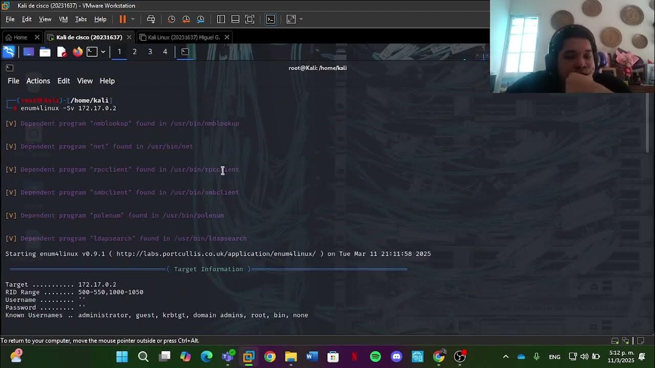 5 1 4 Lab Scanning for SMB Vulnerabilities with enum4linux - YouTube
