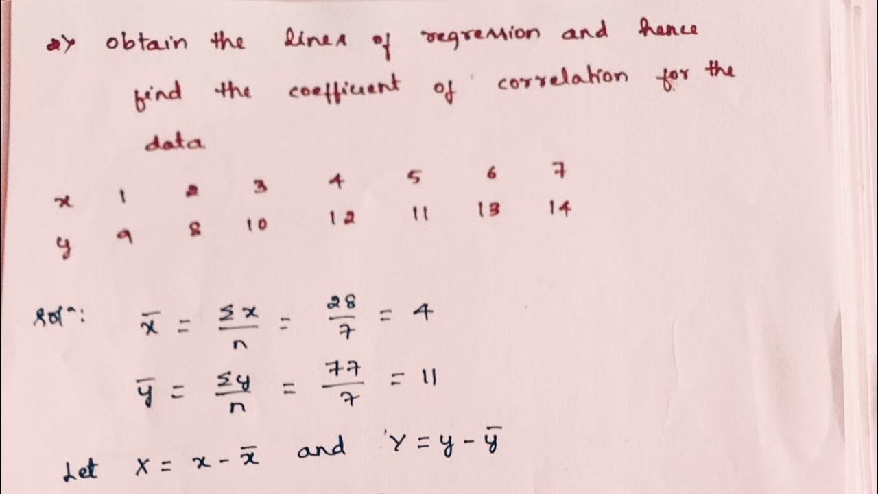 Coefficient of Correlation & Lines of Regression | Problem 2 ...