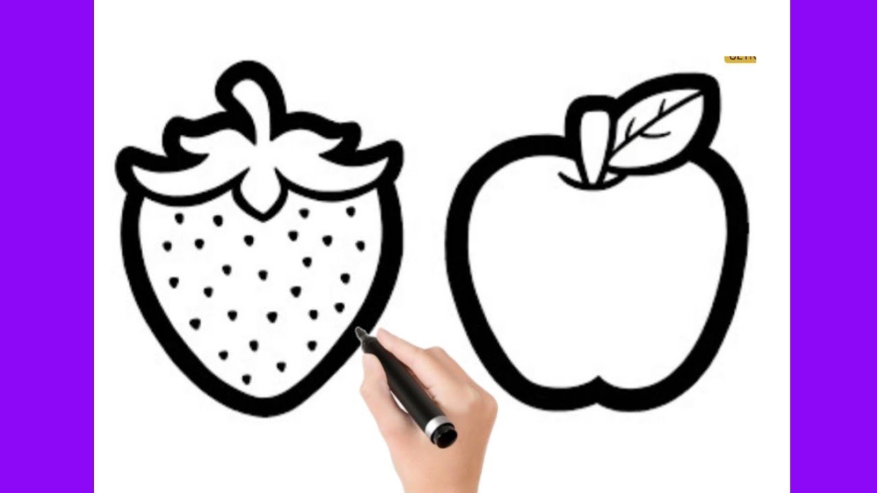 HOW TO DRAW APPLE AND STRABERRY DRAWING STEP BY STEP - YouTube