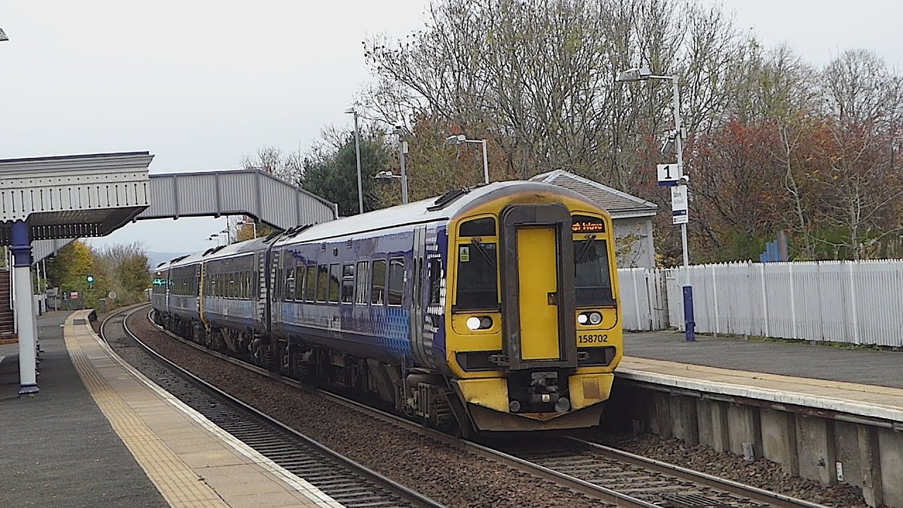 Double ScotRail Class 158 departs Dalmeny (22/10/20) - YouTube