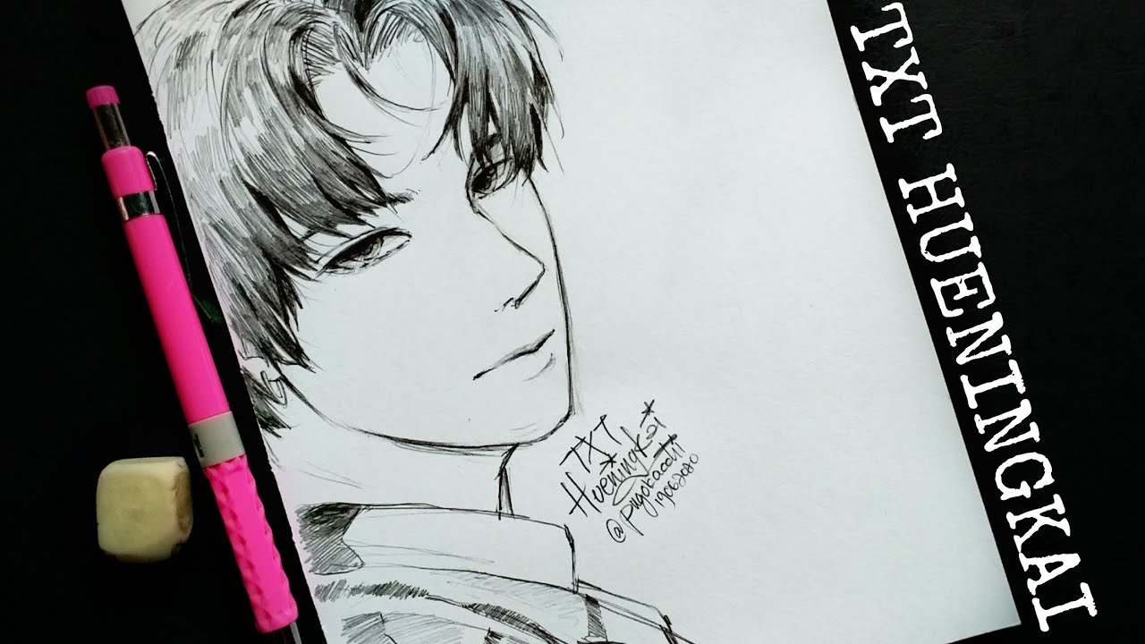 TXT HUENINGKAI "PUMA" FANART | PENCIL SKETCH | TIMELAPSE DRAWING - YouTube