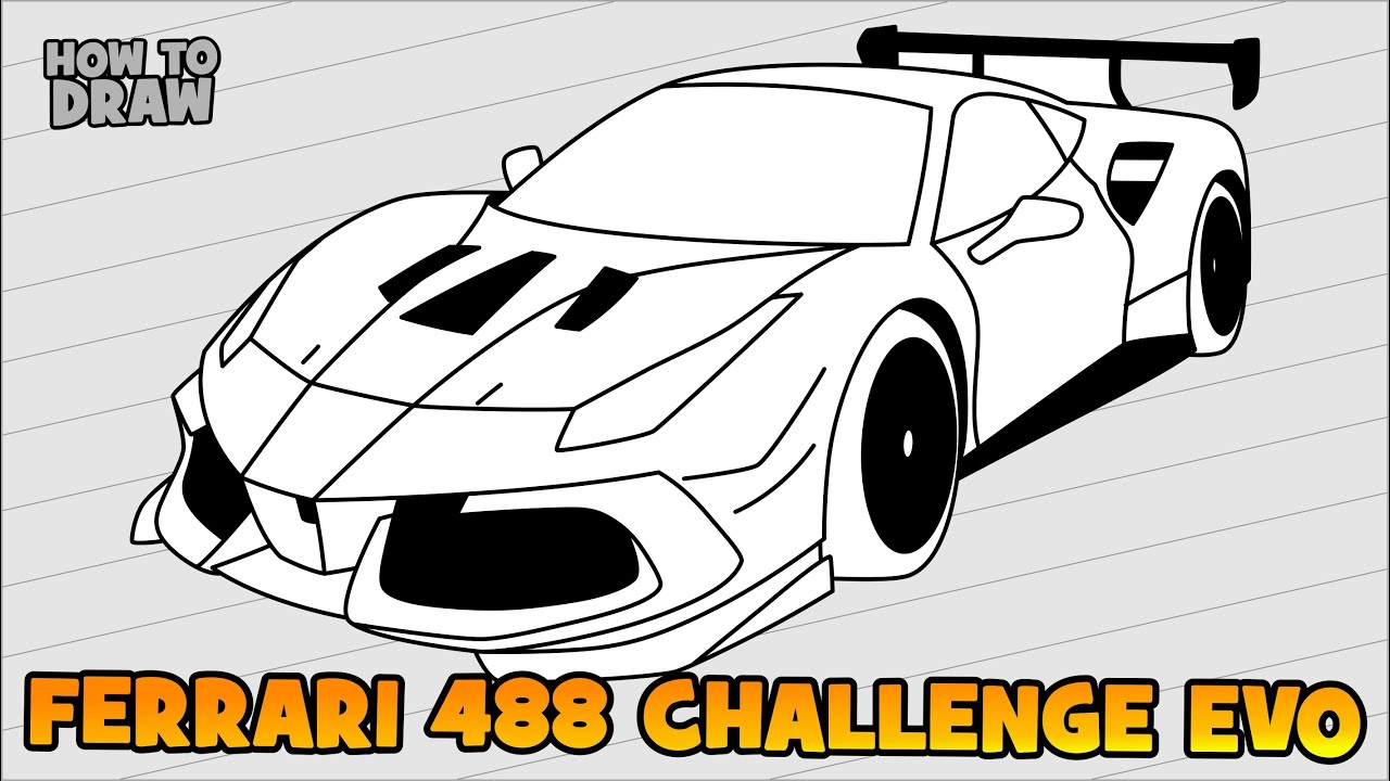 How to draw Ferrari 488 Challenge EVO - YouTube