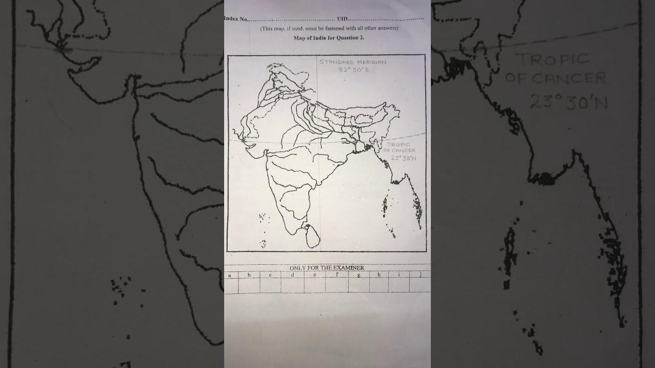 Marking Tropic of Cancer and Standard Meridian on the map of India ...