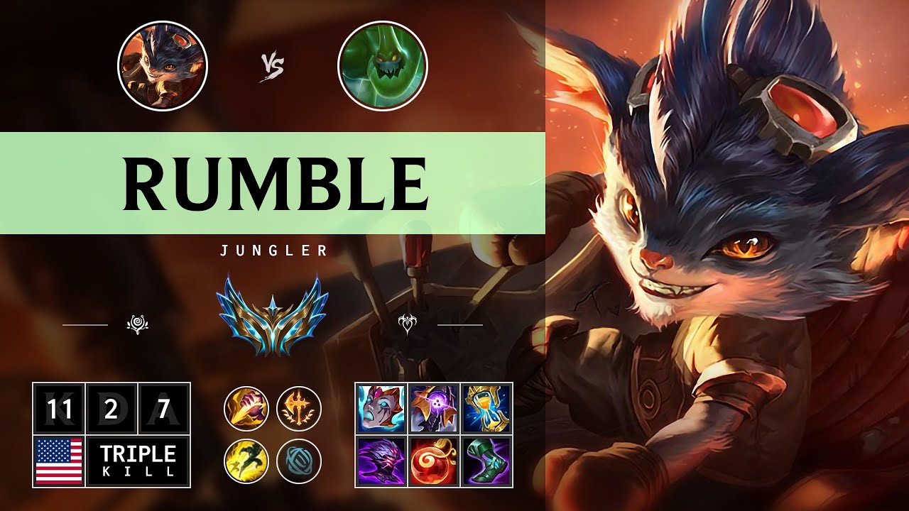 Rumble Jungle vs Zac: Triple Kill, Legendary - NA Challenger Patch 14. ...