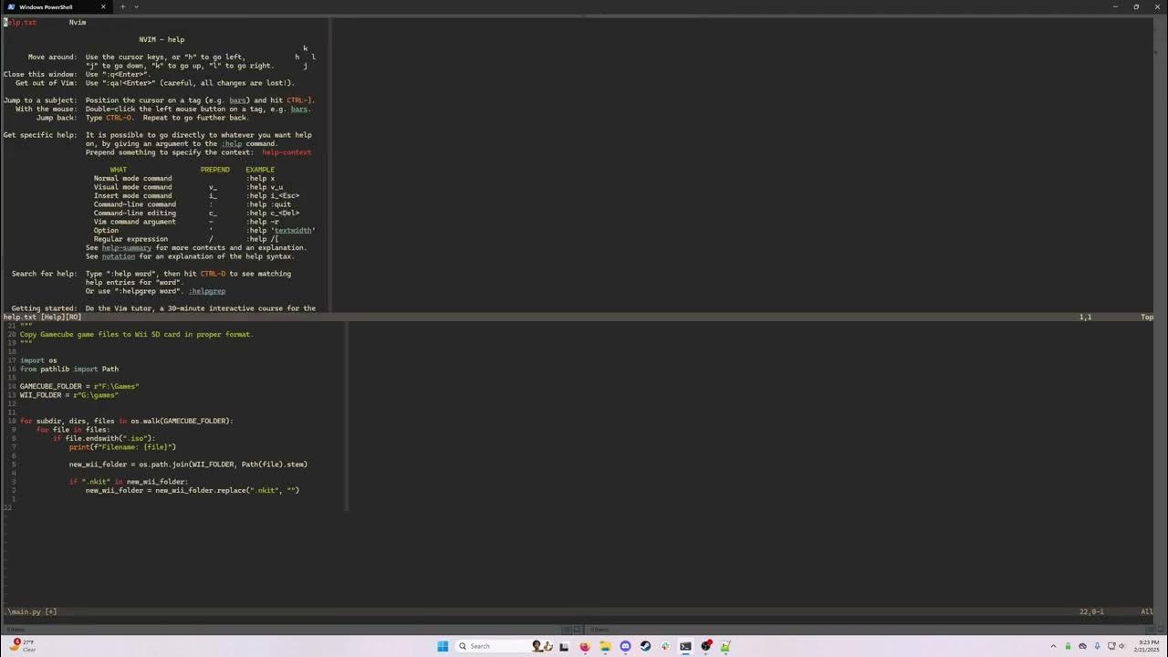 Programming a Script to automate copying Gamecube Files to my Wii using Neovim - YouTube