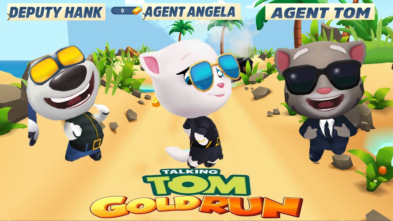 Talking tom gold run, Talking Deputy Hank & Agent Angela & Agent Tom ...