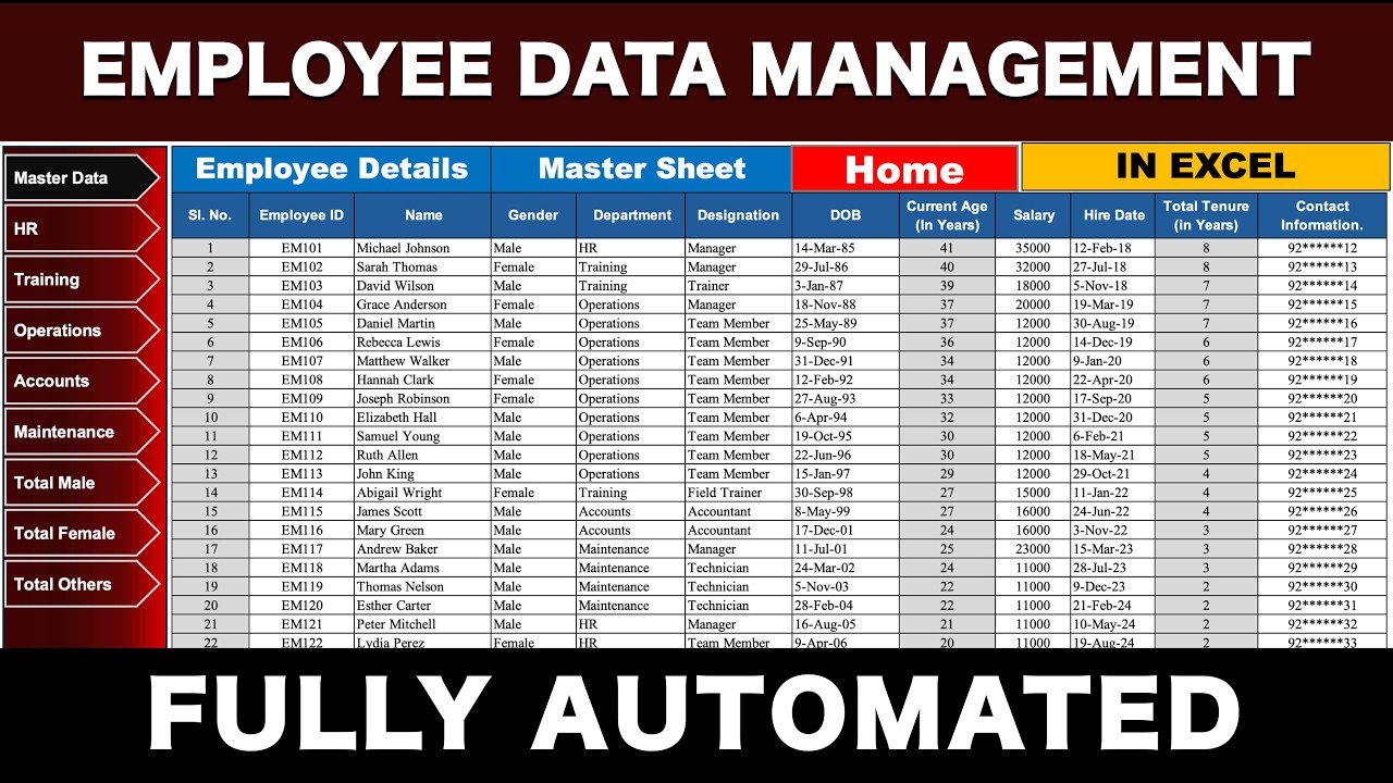 Create Employee Data Management System in Excel - YouTube