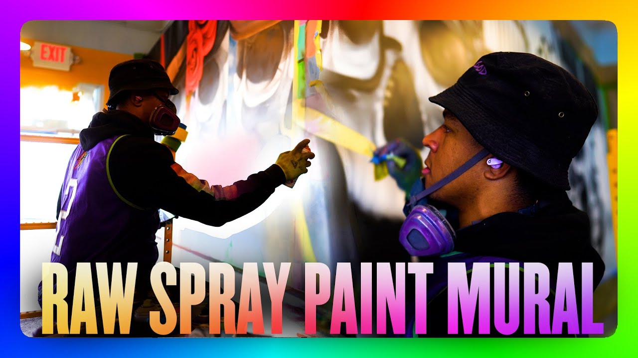 Raw Spray Paint Mural (12 Skulls💀, 1 wall🎨) - YouTube