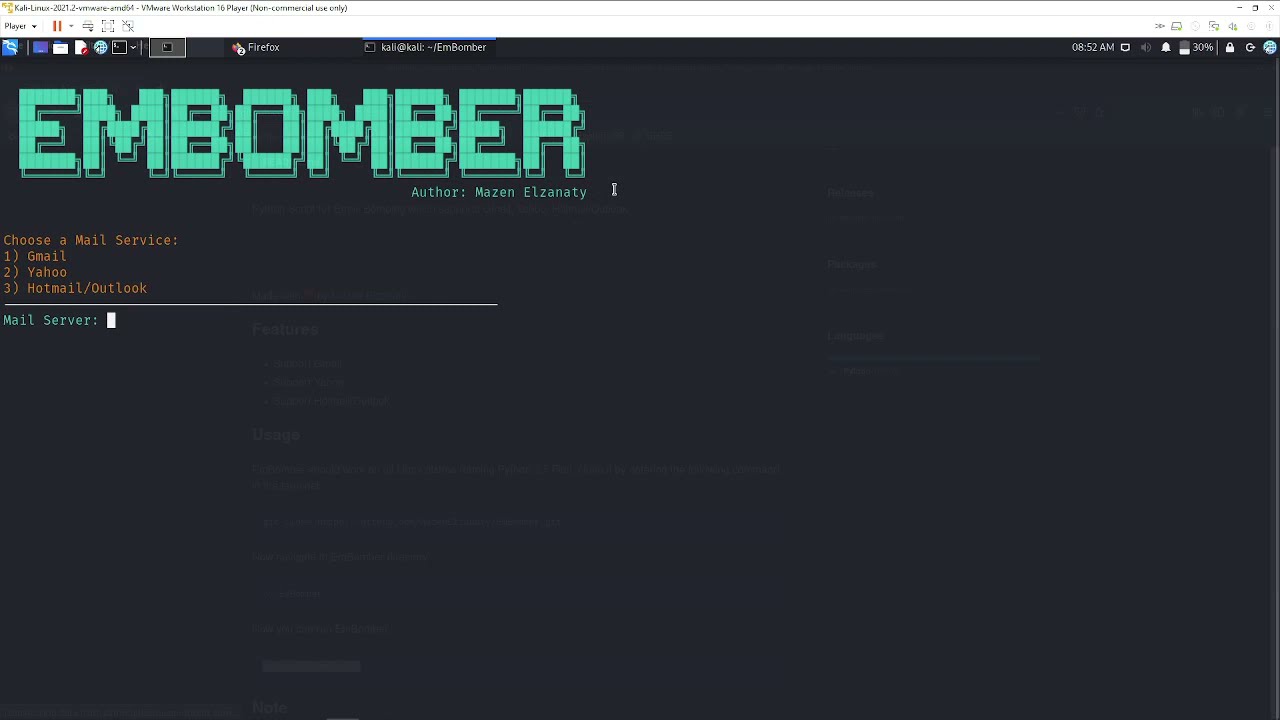 bomber/email bombing in kali linux/fake e mails with em bomber. - YouTube