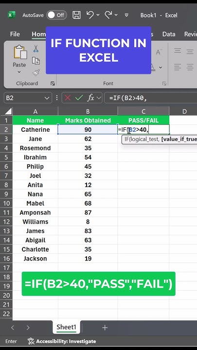 IF Function #excel #spreadsheetmagic #exceltips #spreadsheetsoftware #spreadsheet #tutorial ...