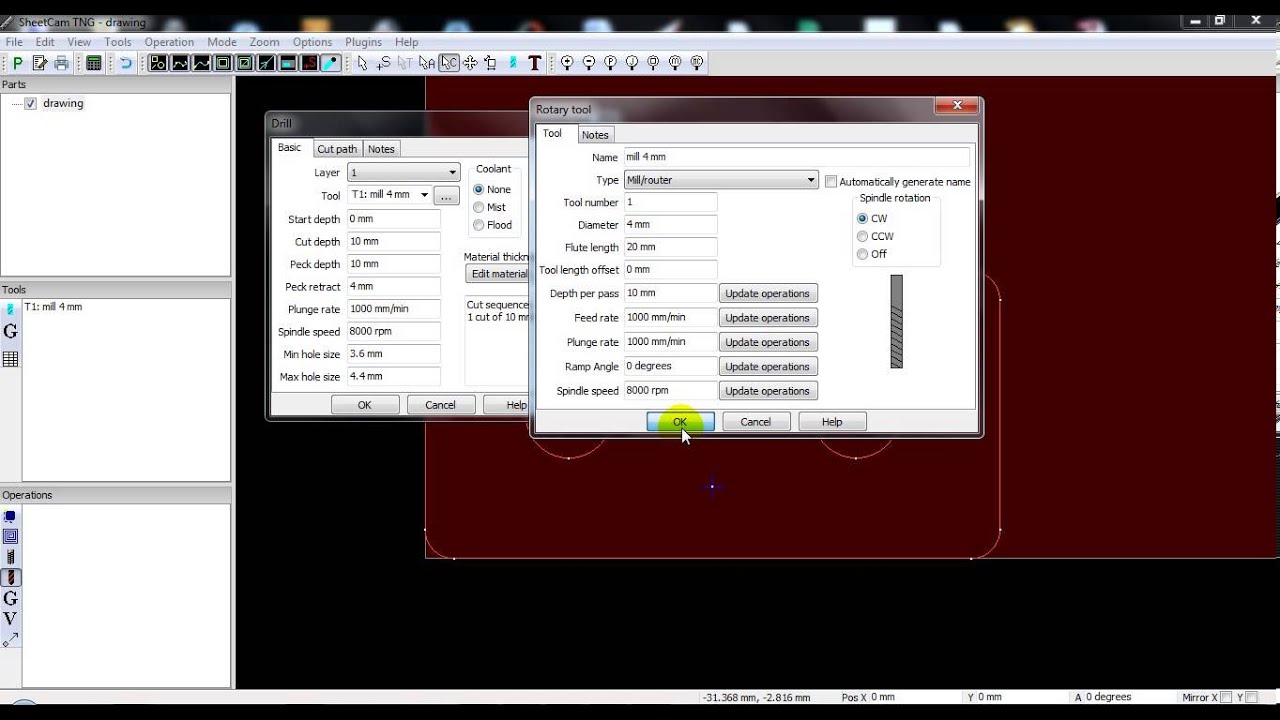 drilling by sheetcam software - YouTube