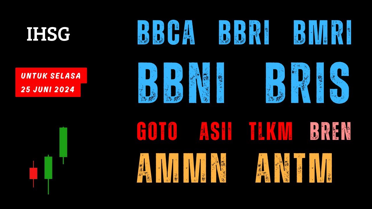 Analisa Saham 25 JUNI 2024, IHSG BBCA BBRI BMRI BBNI BRIS GOTO ASII TLKM BREN AMMN ANTM - YouTube