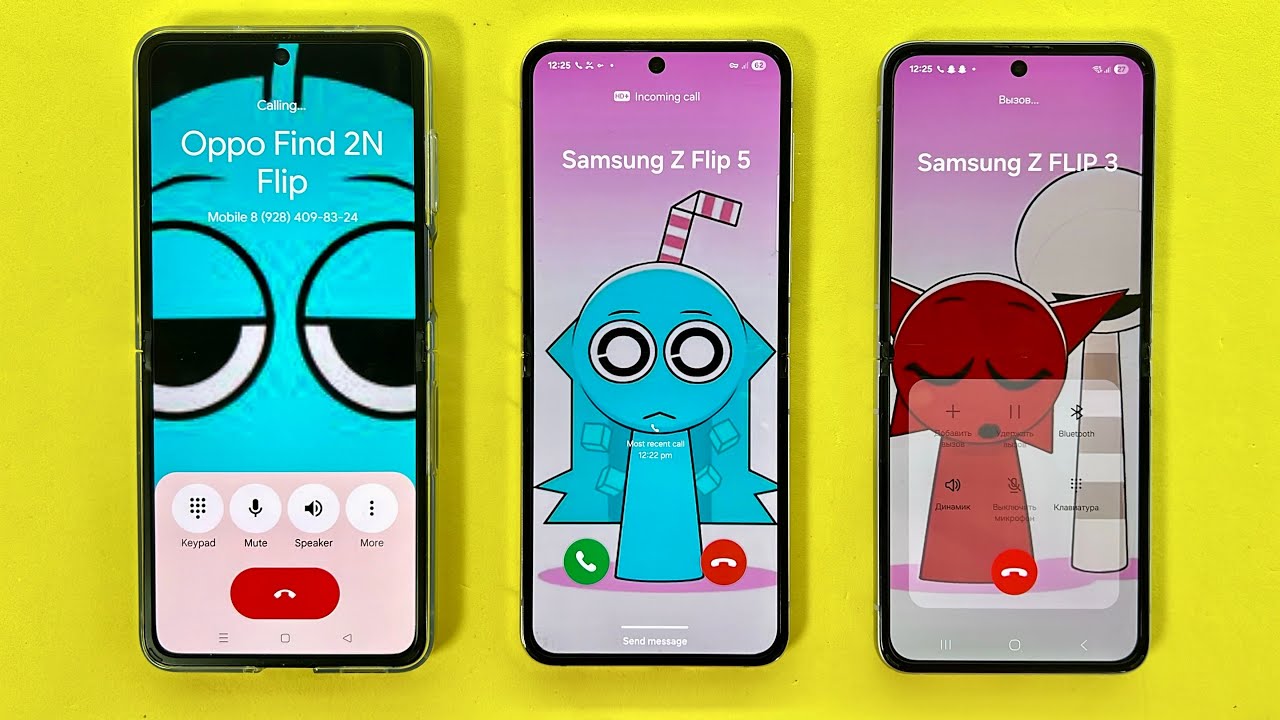 Incoming & Outgoing Call Flip phones Samsung Z Flip5, OPPO Find N2 Flip ...