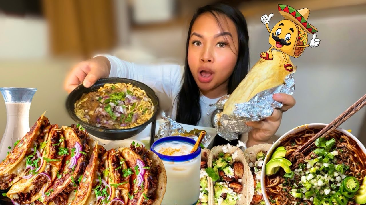 BIRRIA TACOS AND RAMEN NOODLE MUKBANG *SO MUCH MEAT* - YouTube
