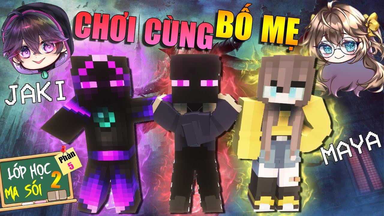 Minecraft LỚP HỌC MA SÓI 2 (Phần 5) #1- JAKI CHƠI MA SÓI CÙNG BỐ MẸ ...