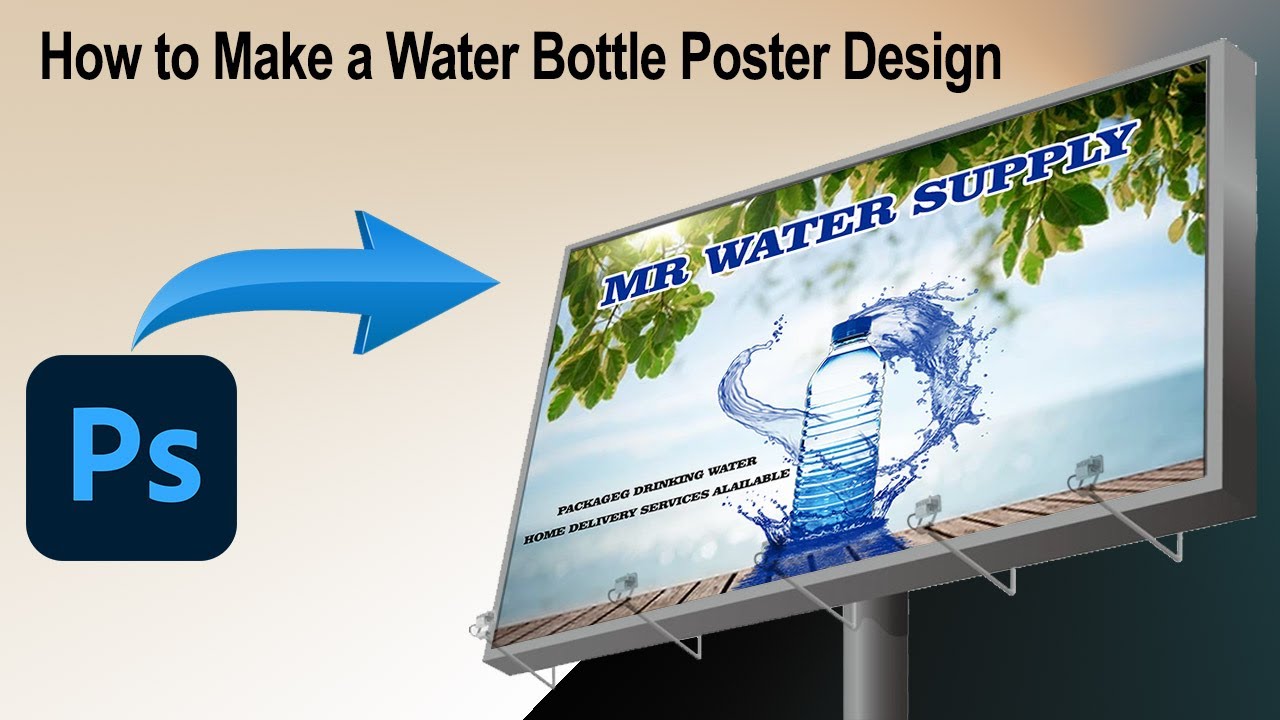 How to Make a Water bottle poster Design in Photoshop | Poster Design ...
