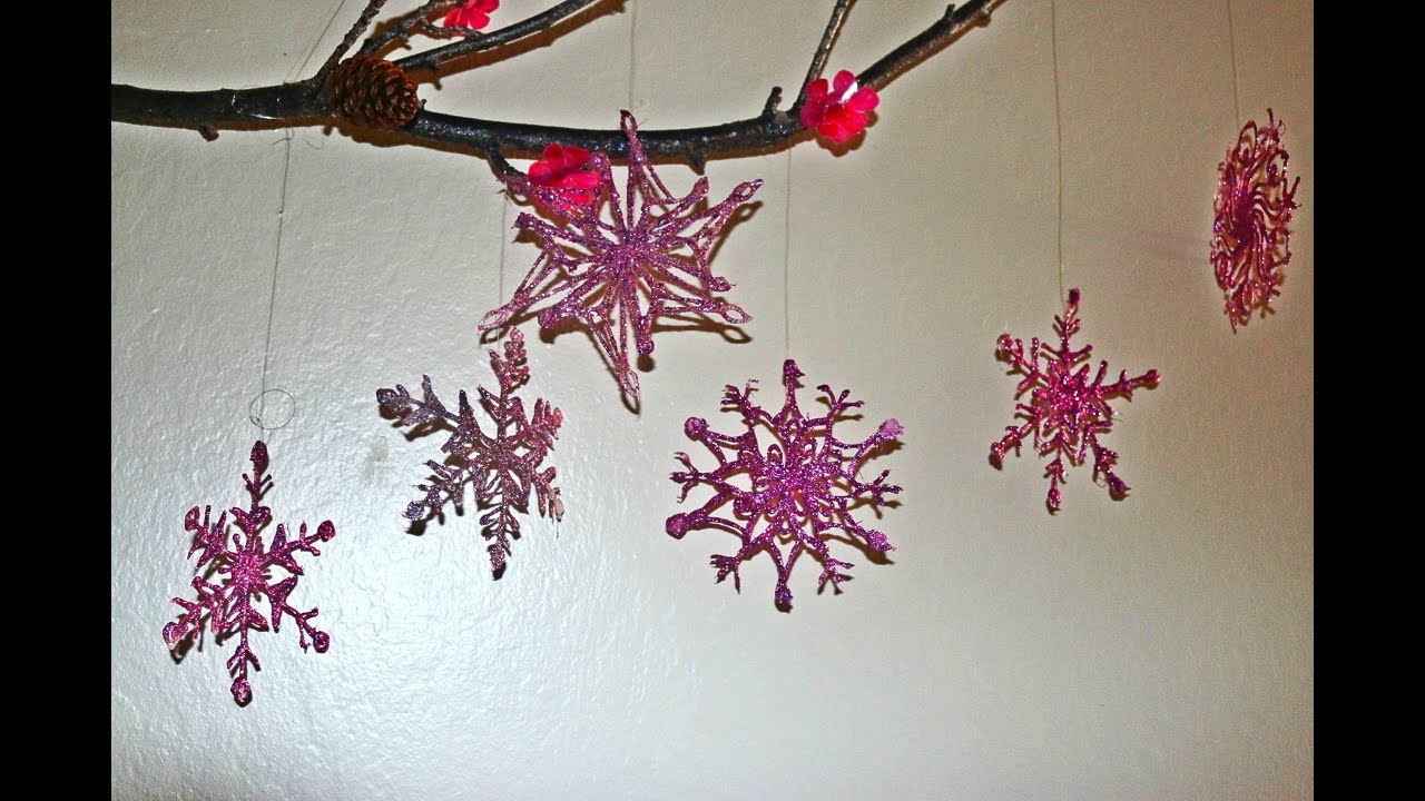 DIY Colorful Ornamental Handmade Snowflakes Hanging Indoors from Twig ...