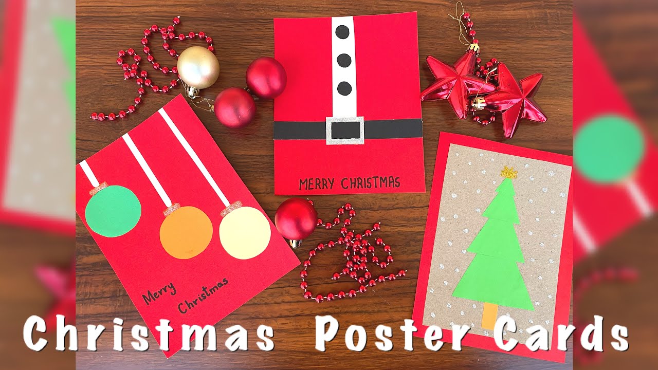 Make these 3 Easy & Beautiful Christmas Poster Cards 🎄| Christmas ...
