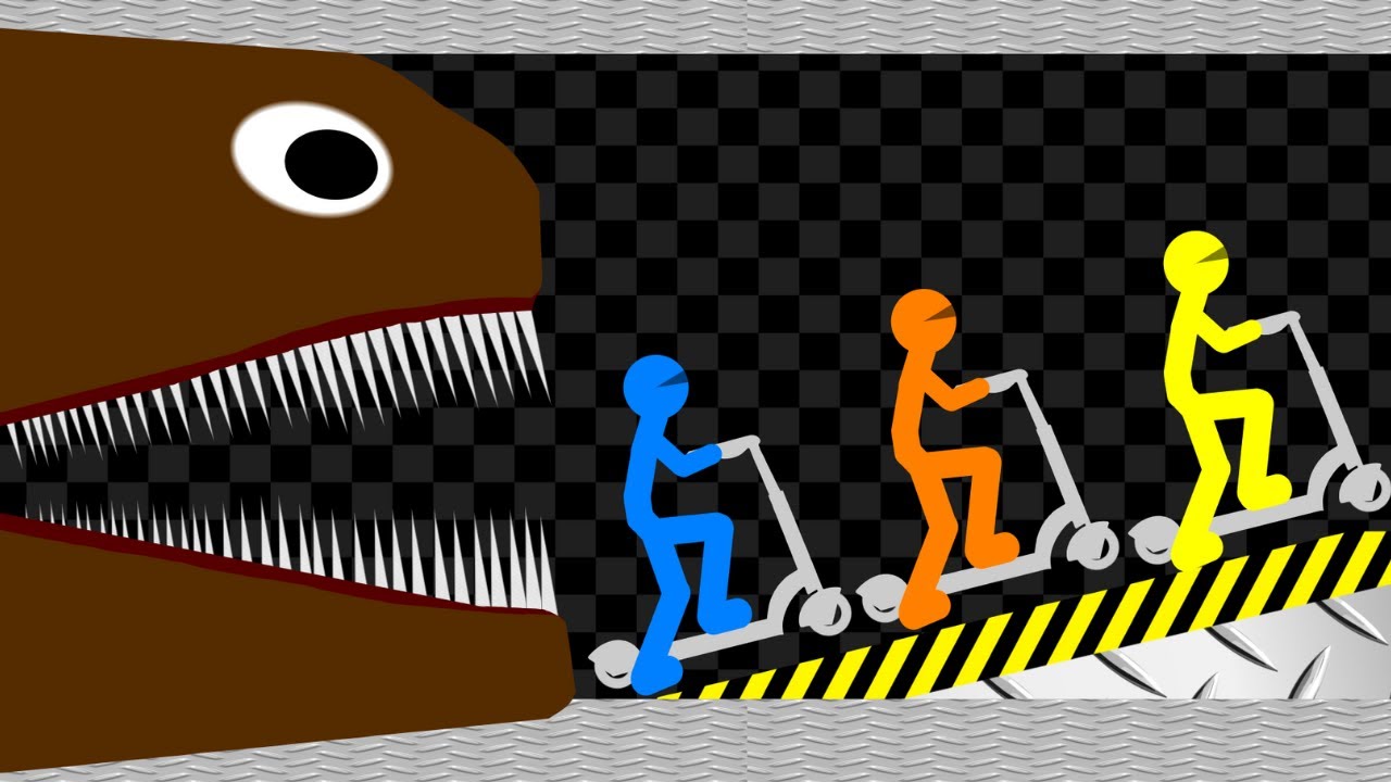 Survival Stickman Scooter Race - Escape From Dangerous Cave Monster ...