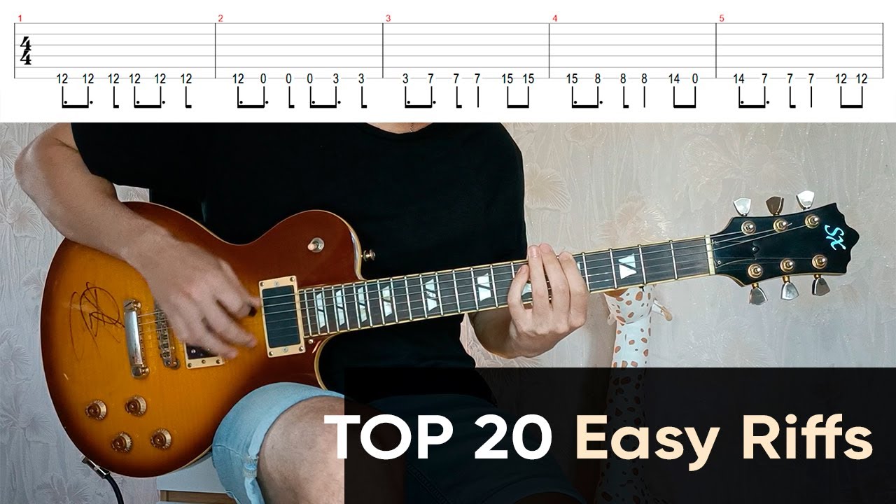 My TOP 20 Guitar Riffs for Absolute Beginners - 20 Easy Iconic Electric ...