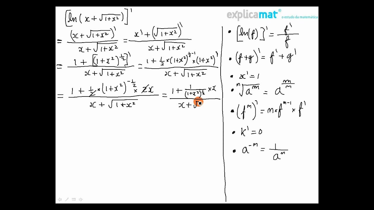 Derivada Logaritmo Ln x sqrt 1 x 2 YouTube