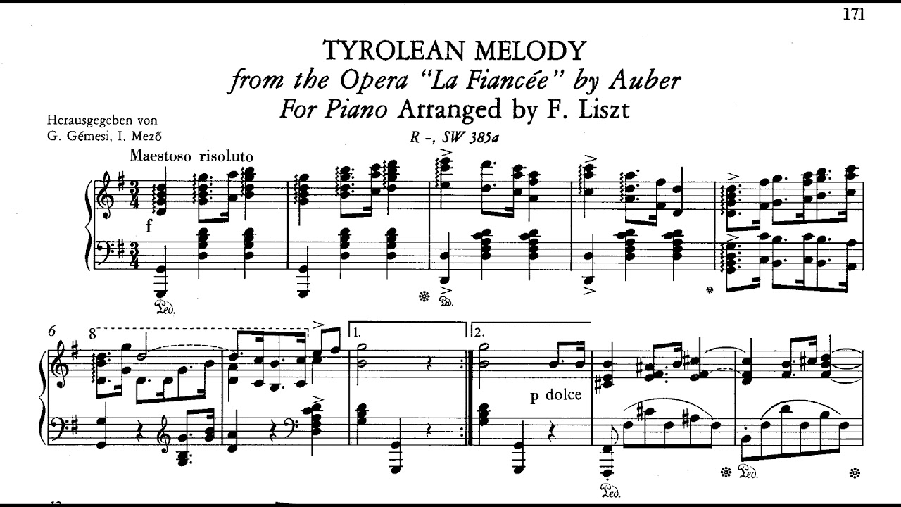 Liszt – Tyrolean Melody from the opera La Fiancée by Auber, S385a (Wong ...