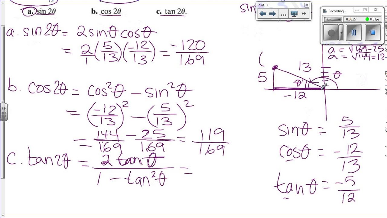 5.3 Double Angle, Power Reducing, and Half Angle - YouTube