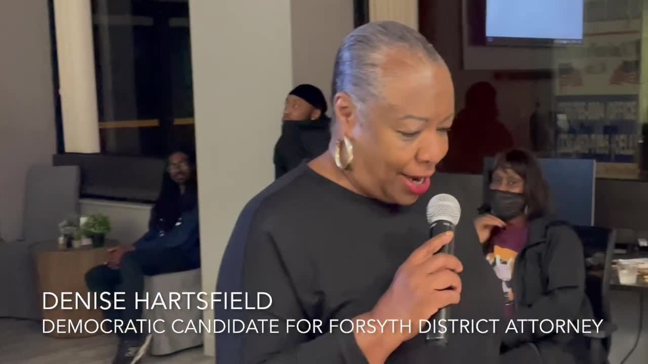 Denise Hartsfield addresses supporters of her campaign for Forsyth ...