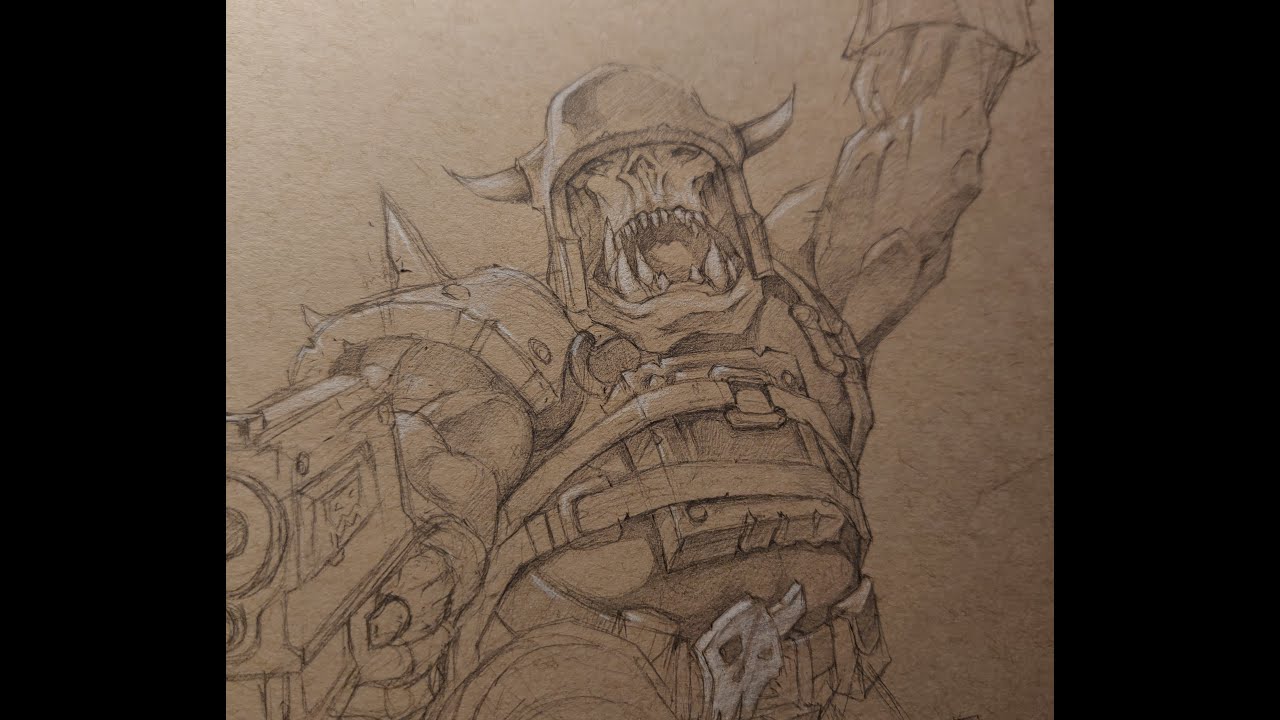 Live Draw - Warhammer Orc Sketching - YouTube
