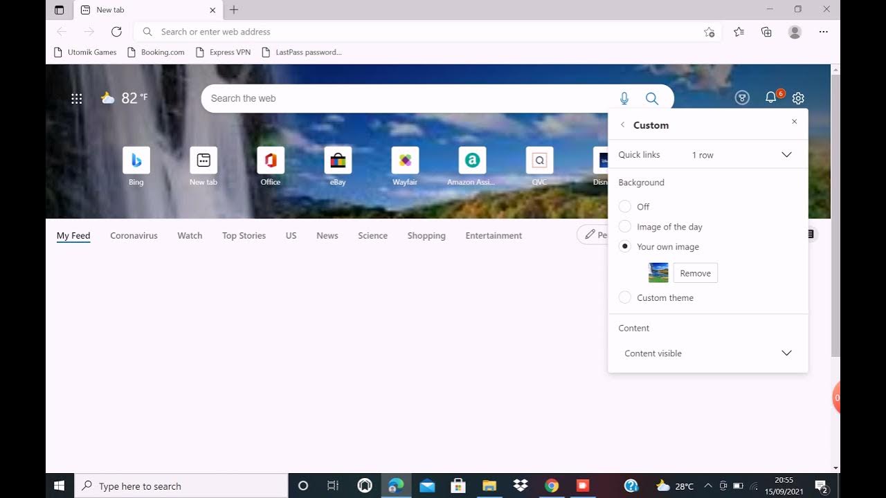 How to change background in microsoft edge - YouTube