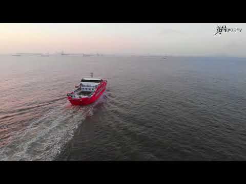 Mumbai to Mandwa (Alibaug) M2M Ro-Ro ferry boat. Drone short shot #3 ...