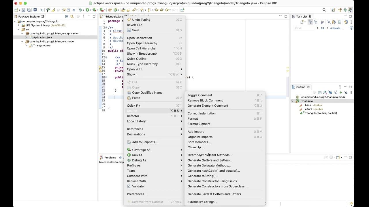 Generar método constructor, get, set y toString automáticamente con ...