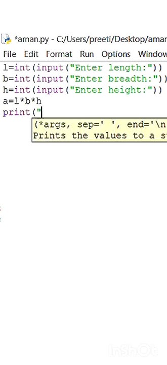 Code Volume Of Cuboid Coding Python Youtube
