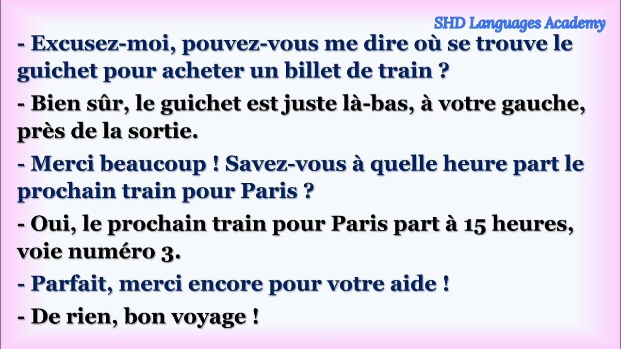 Conversation en français "A la gare"/ apprendre le français/learn ...