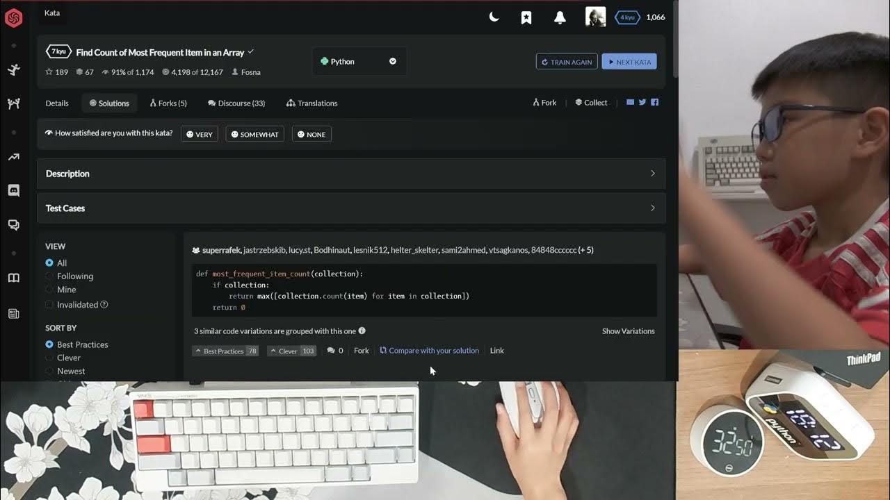 Codewars | Python | HHKB keyboard | 40 min real time | no talking | EP-25 - YouTube