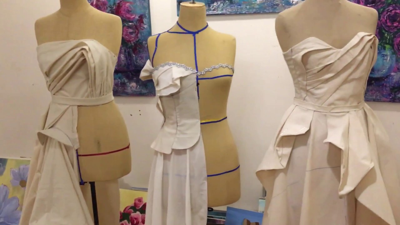 Draping Final Dresses - YouTube