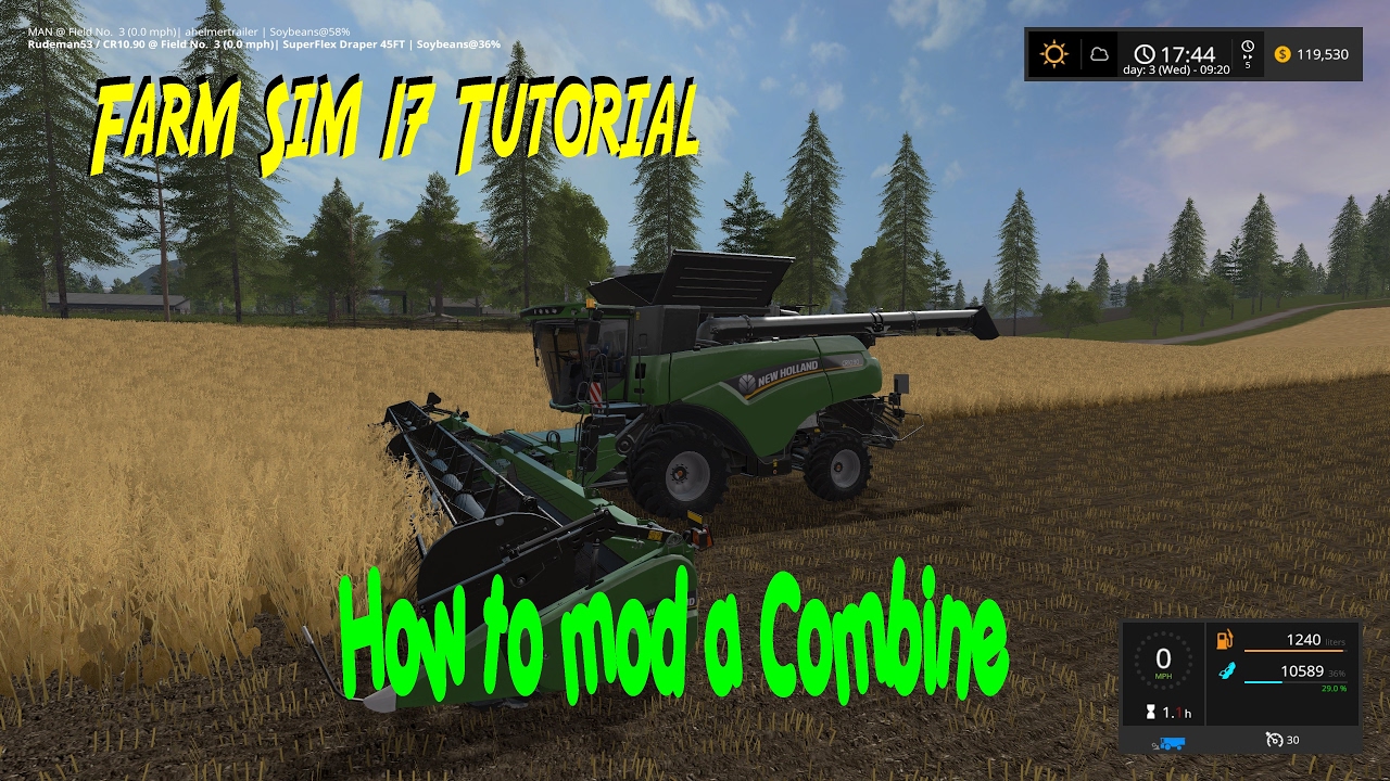 Farming Simulator 17 Mod Tutorial How to make a combine go Faster and ...