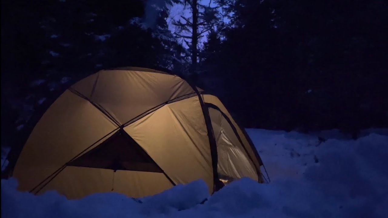 Winter Hot Tent Camping in Snow, Cheesesteak, Carving, campfire cooking ...