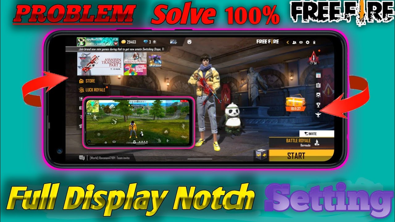 How to Full Notch Area Display in Free Fire ||Notch area display game ...
