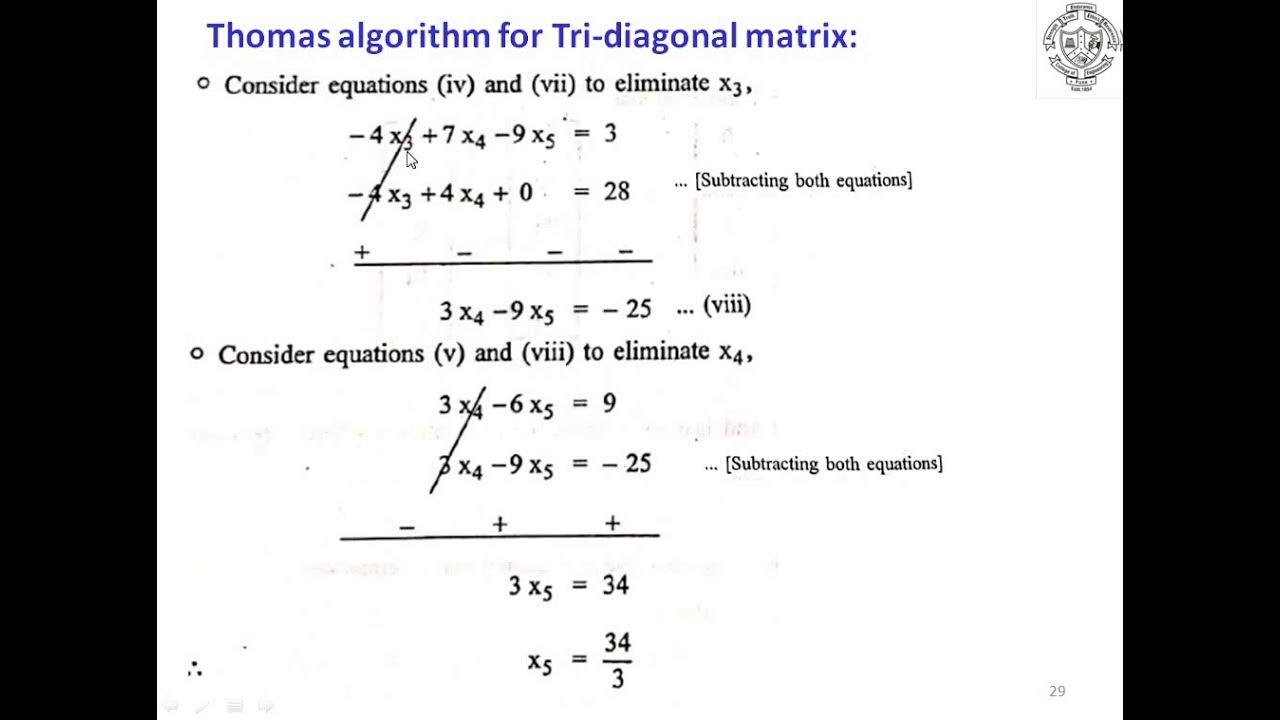 Thomas Tri-diagonal Matrix Method - YouTube