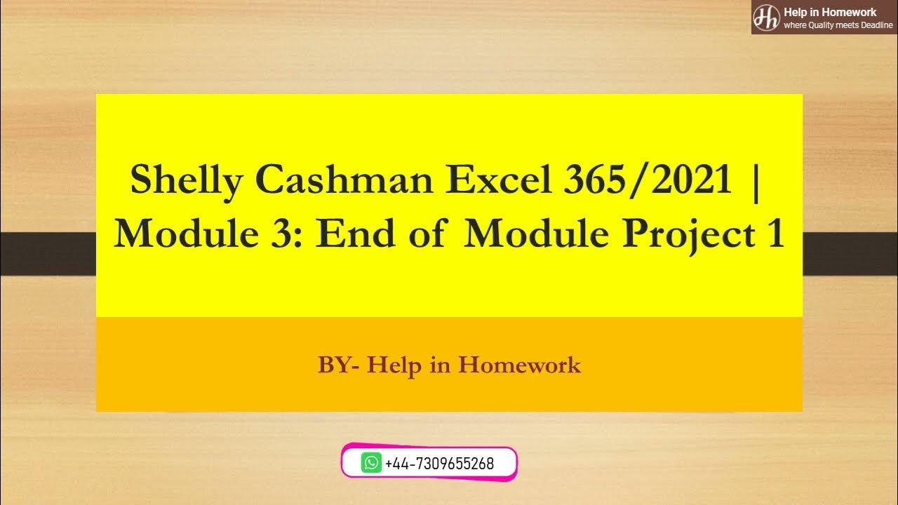 Shelly Cashman Excel 365/2021 | Module 3: End of Module Project 1 ...