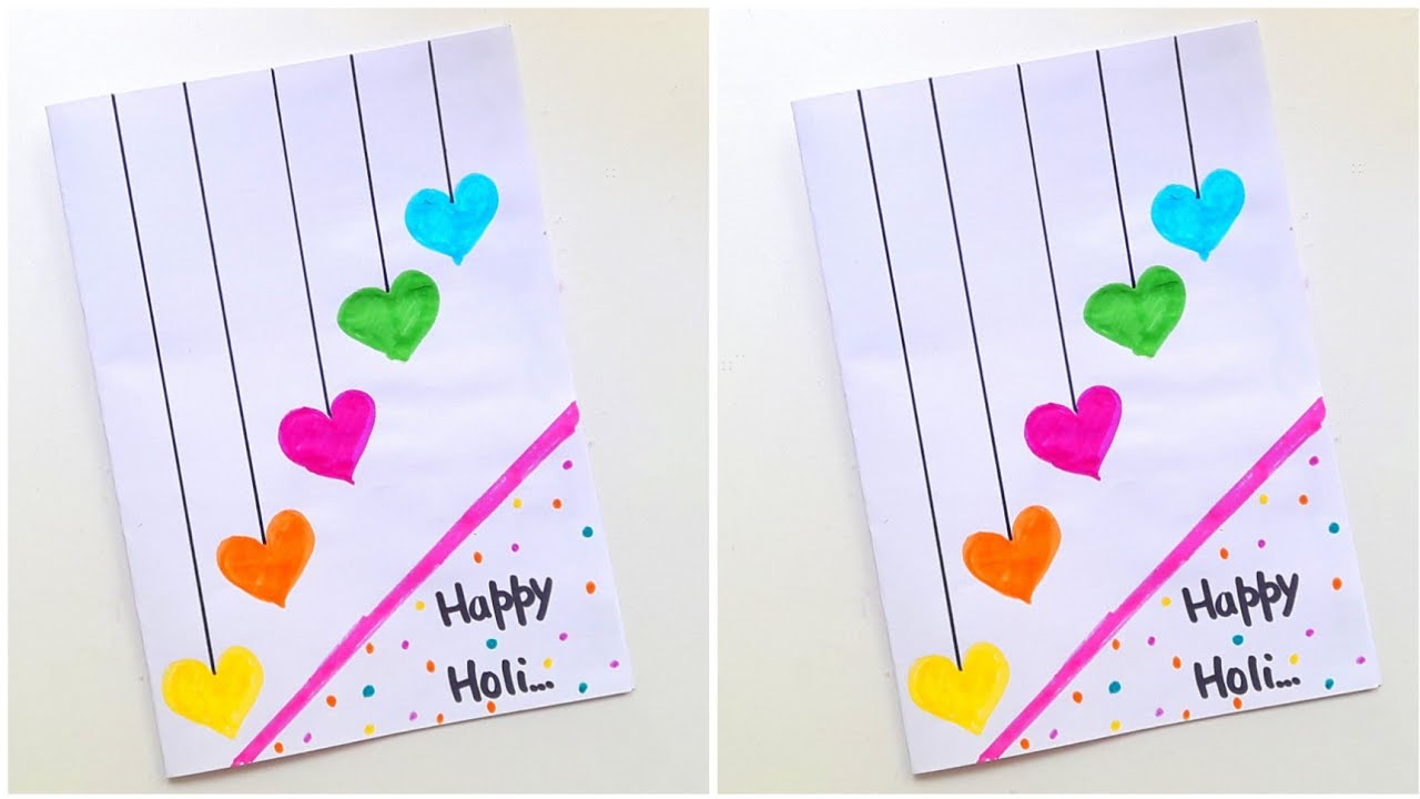 😍 White Page 😍 Holi Card Making • How to make holi card • Happy holi ...