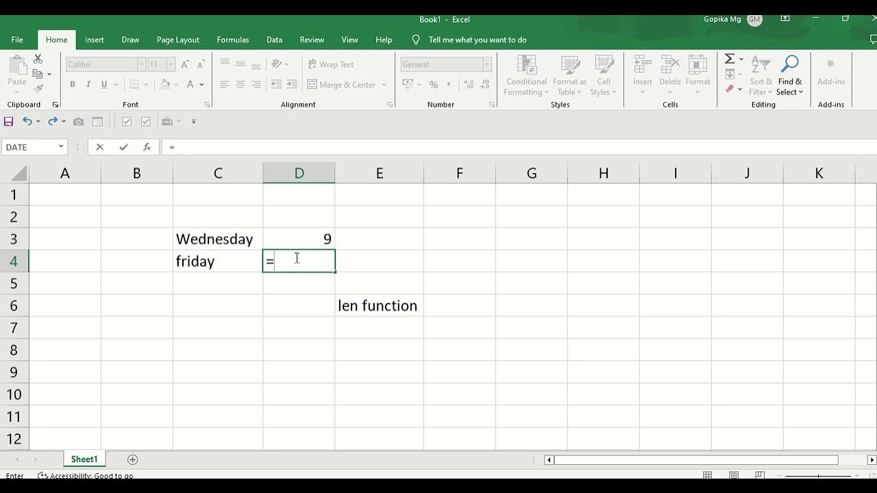 Ms excel len function#exceltech #microsoftexcel #exceltips #msofficeexcel #excel - YouTube