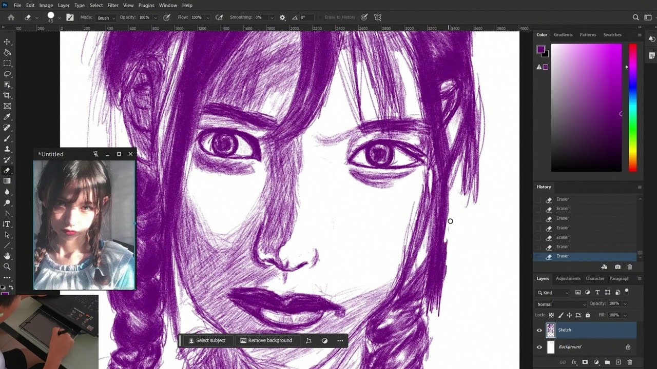 Digital Sketch Violet Portrait Ps + Ae Real Time Drawing | 郑振宏 Tee Zhen ...