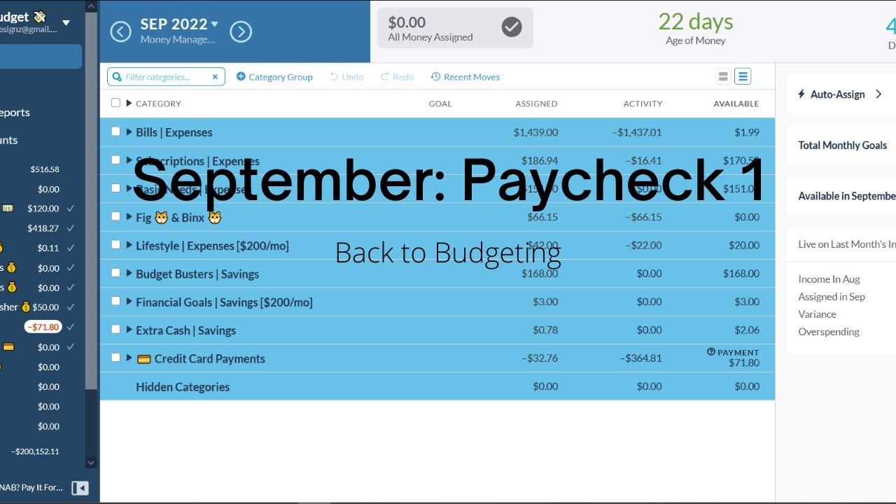 September - Paycheck 1: Back to Budgeting - YouTube