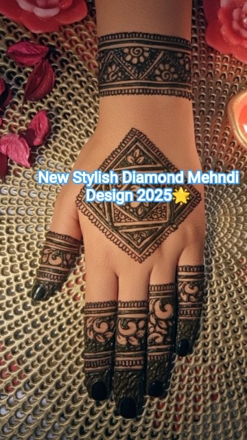 Simple Diamond Shape Mehndi Design 🌟 | Elegant Hand Mehndi Look ...